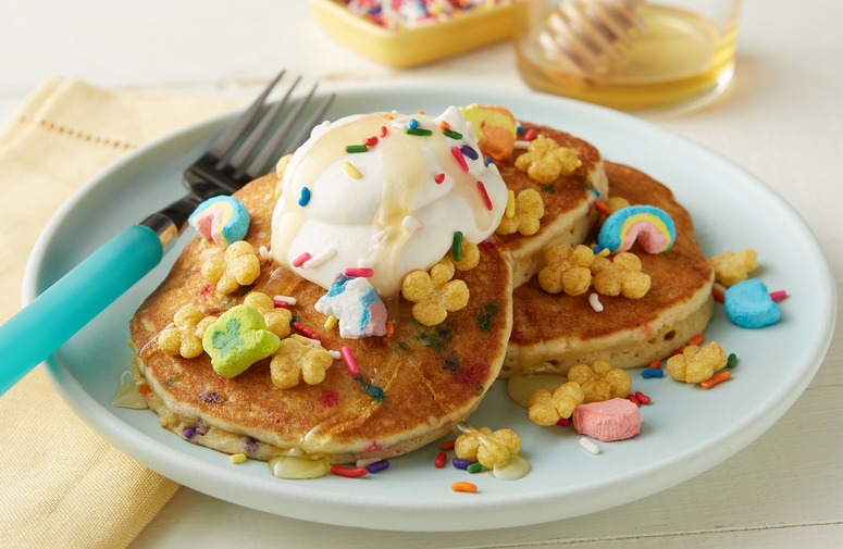 Lucky Charms™ Honey Clovers Cereal Pancakes | Lucky Charms